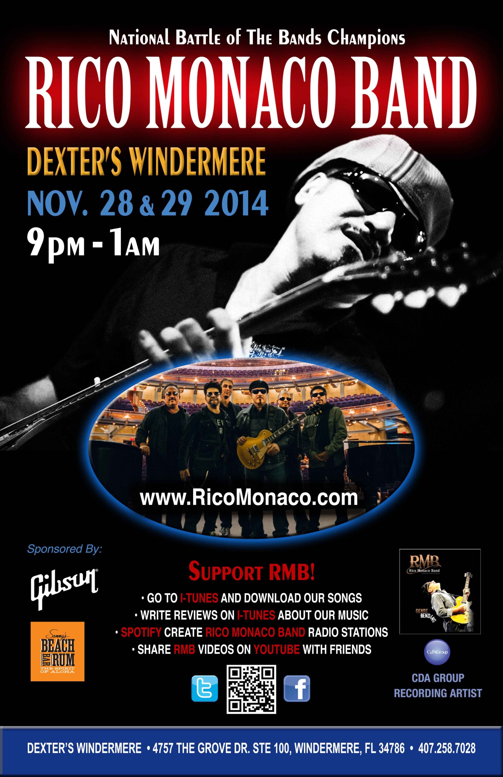 Dexters WM Event Poster | Rico Monaco Band